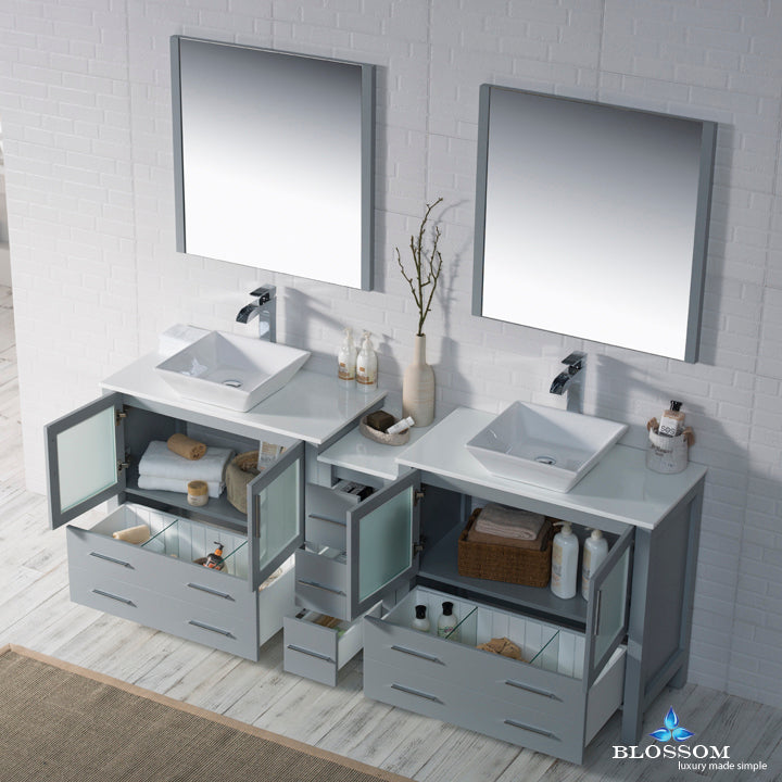 Sydney 84" Double Vanity Set with Vessel Sinks and Mirrors – Kitchen ...