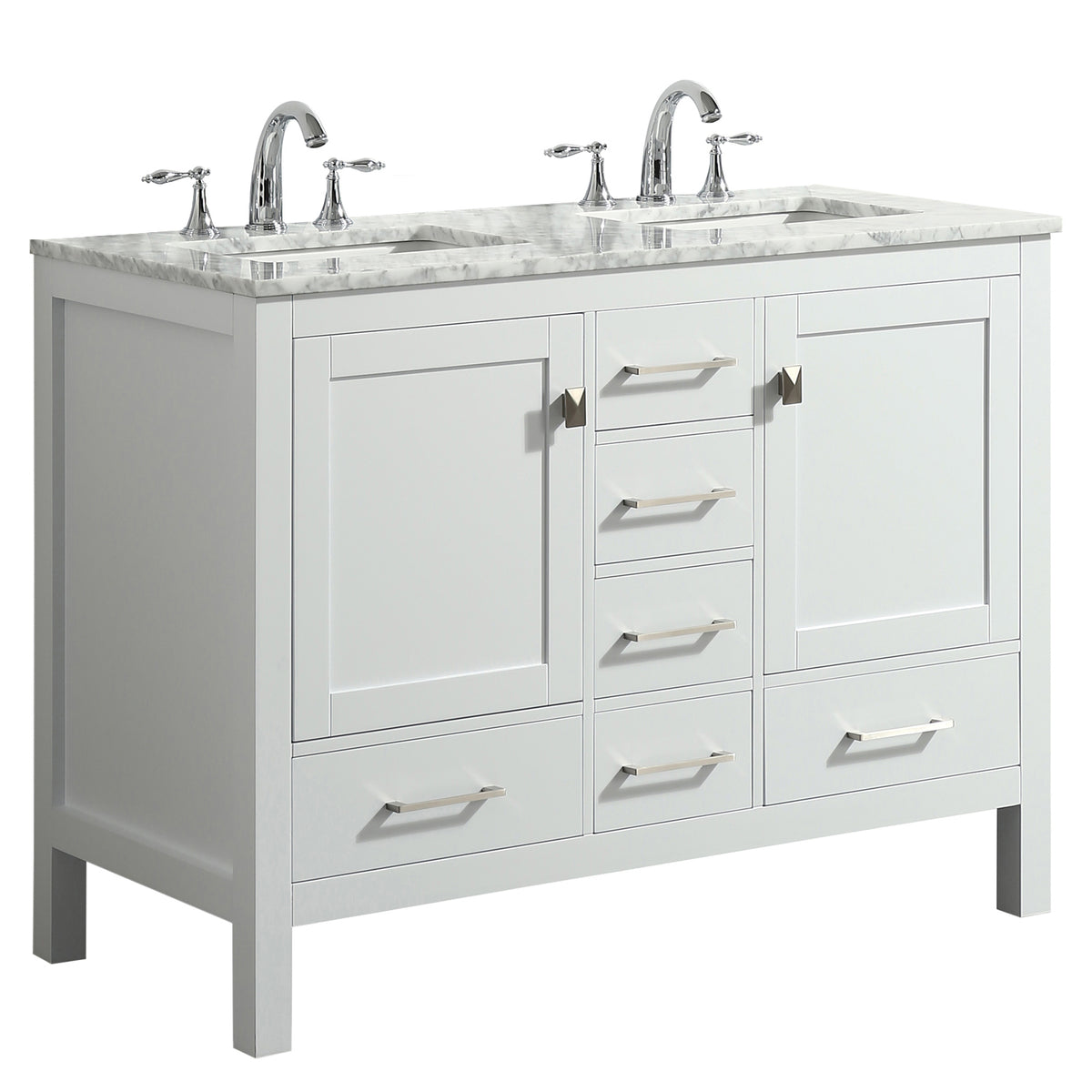 Eviva Aberdeen 48" White Transitional Double Sink Bathroom Vanity w/ W ...